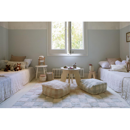 Pouf lavable en machine carré Vichy
