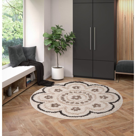 Tapis rond shaggy Jordan