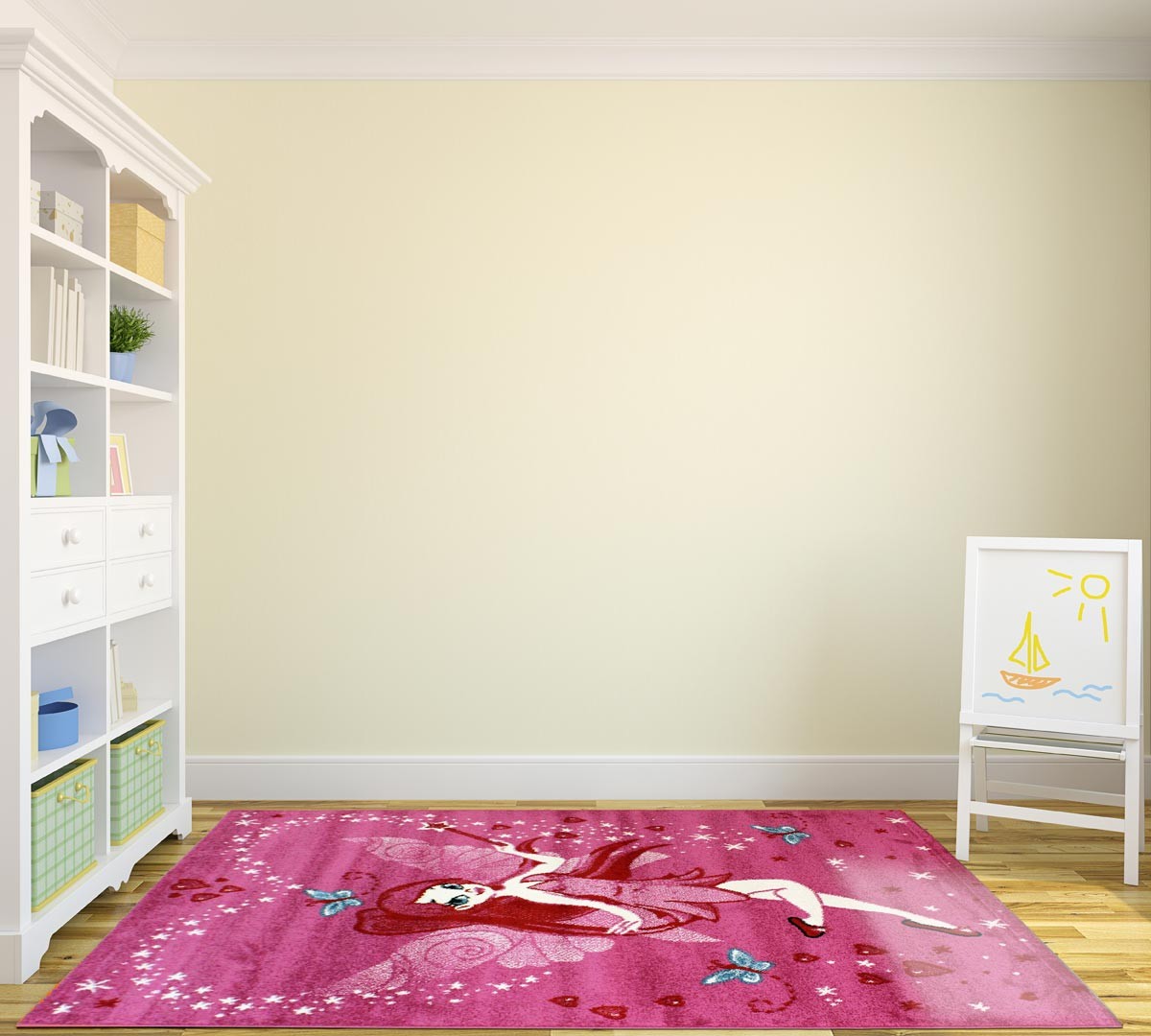 Tapis pour chambre de fille rose à courtes mèches Lisa